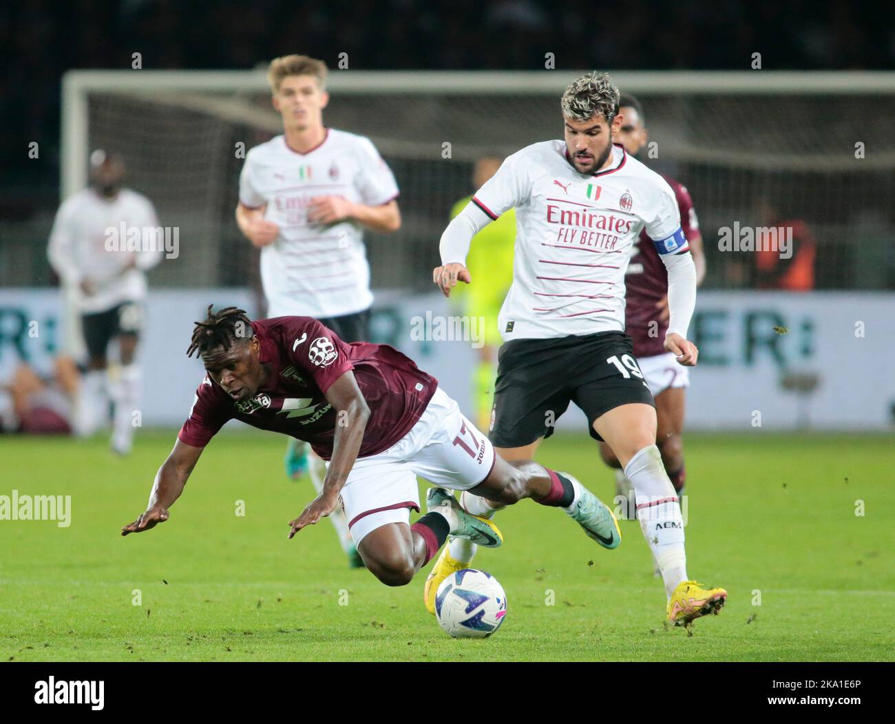 Theo Hernandez of Ac Milan and Stephane Singo of Torino Fc during the ...