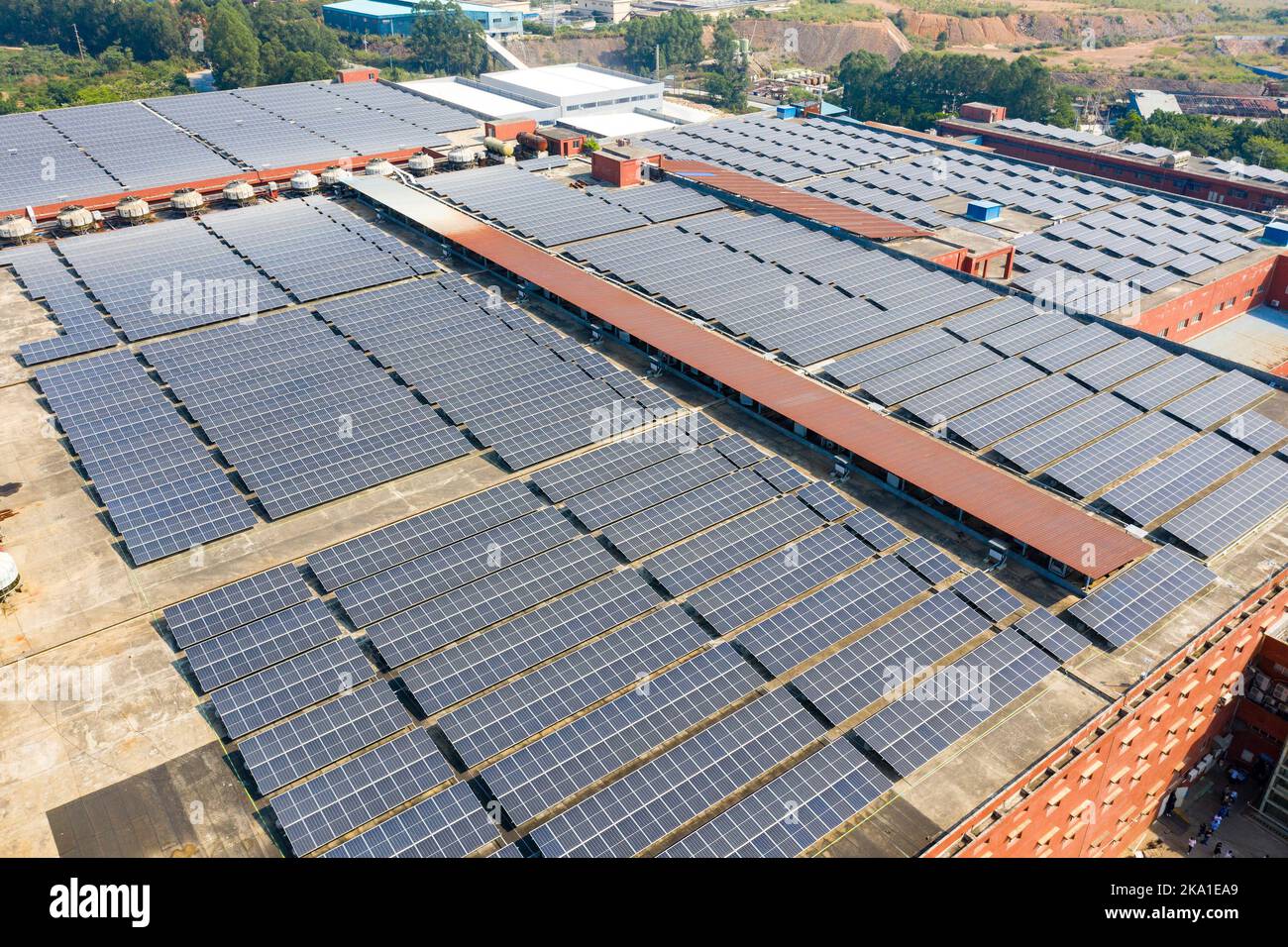 Aerial photos show distributed photovoltaic power stations on the roof ...