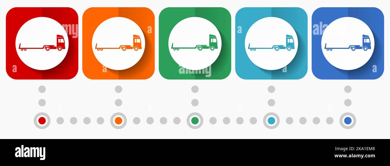 Truck with tow trailer, long vehicle conept vector icons, infographic ...