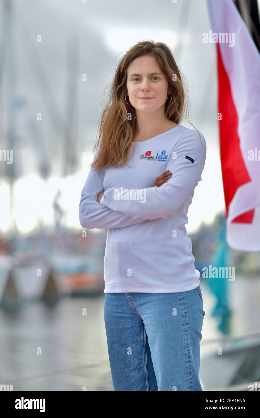 French skipper Amelie Grassi poses onboard her Class40 'La Boulangere ...