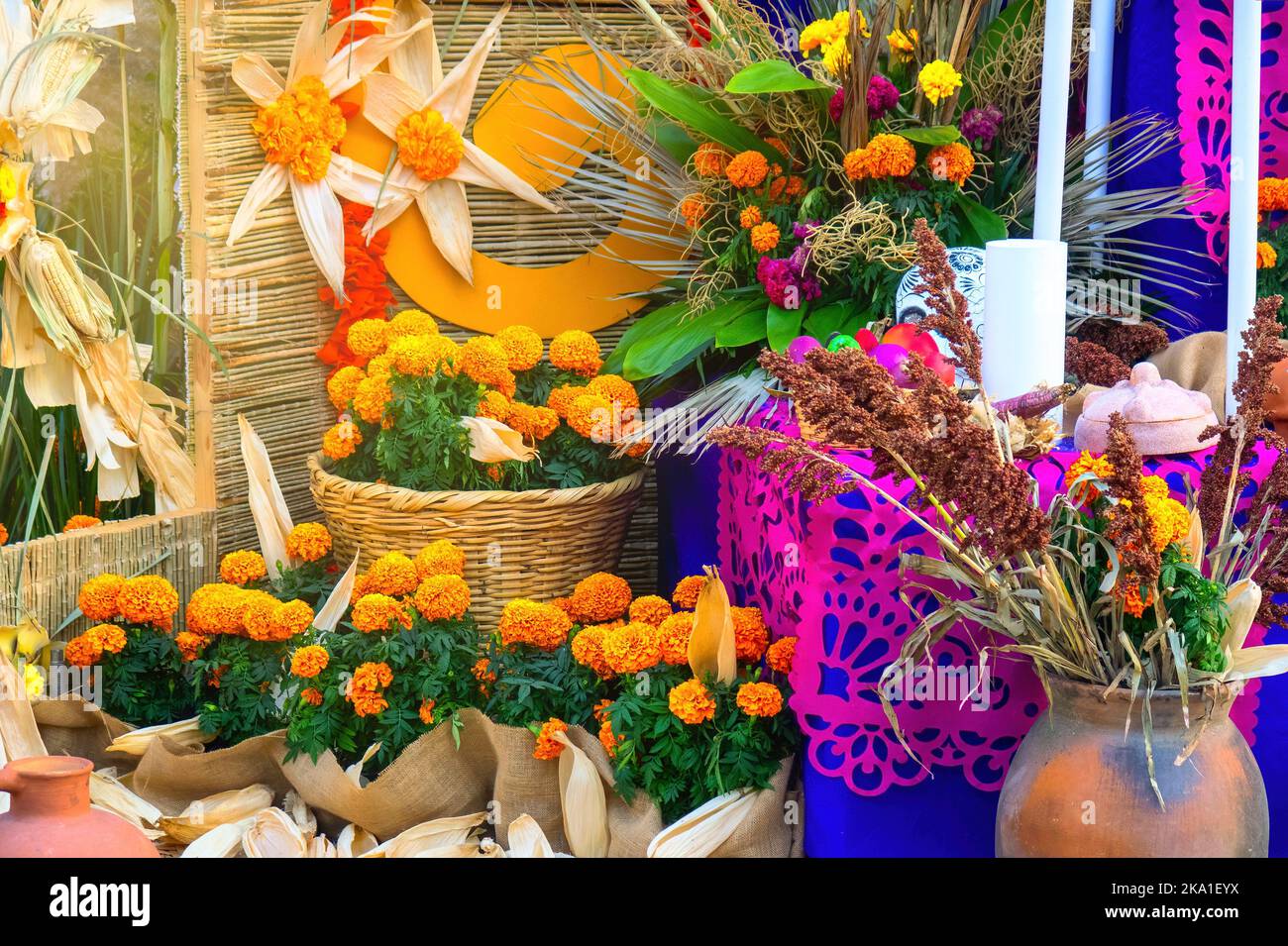 A Colorful altar of the dead in day of the dead in mexico Stock Photo ...