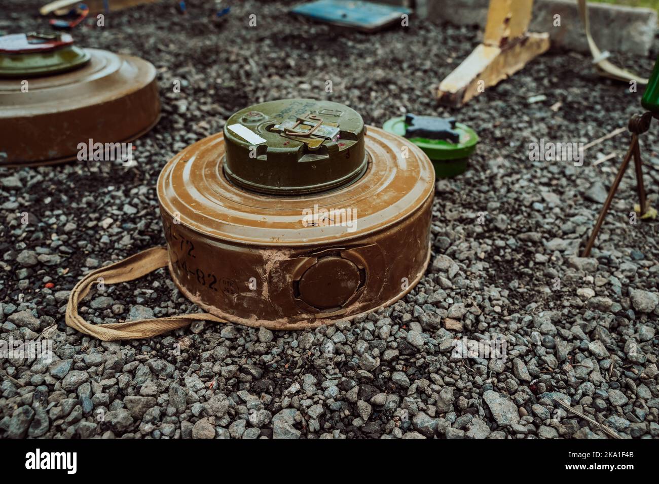 Kazan, Russia.2022, September 29. Anti-tank mines. The various types of ...
