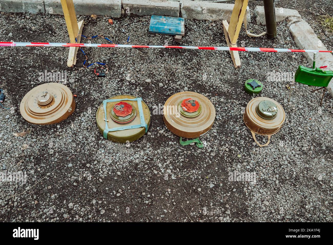 Kazan, Russia.2022, September 29. Anti-tank mines. The various types of ...