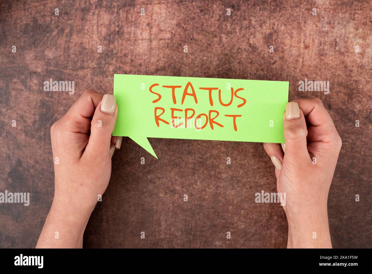 Conceptual caption Status Report. Business idea not go out for an ...