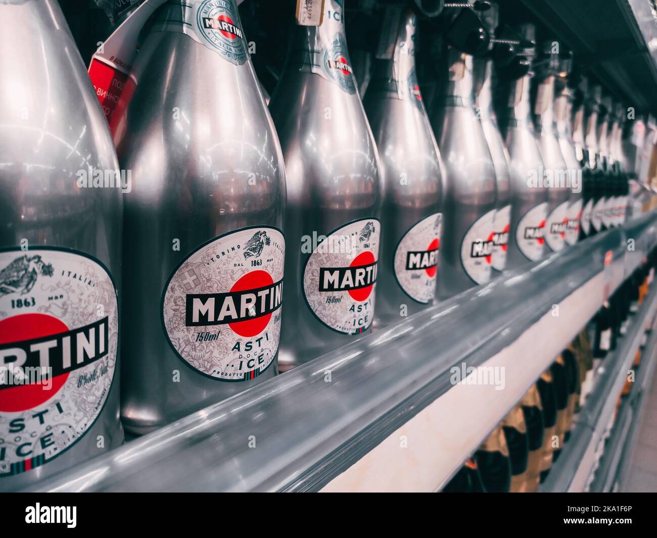 Kazan, Russia. 2022, October 01. Bottles of Martini Asti on store ...