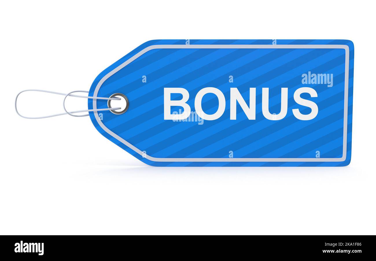 Blue Bonus Tag , This is a 3d rendered computer generated image ...