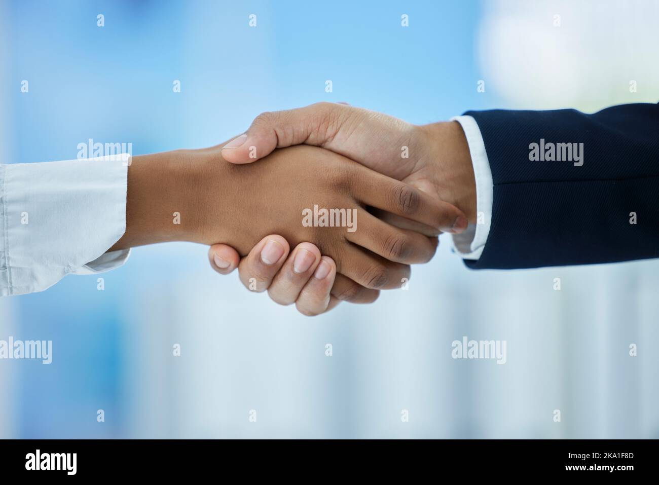 Business people, handshake and partnership for b2b collaboration on ...