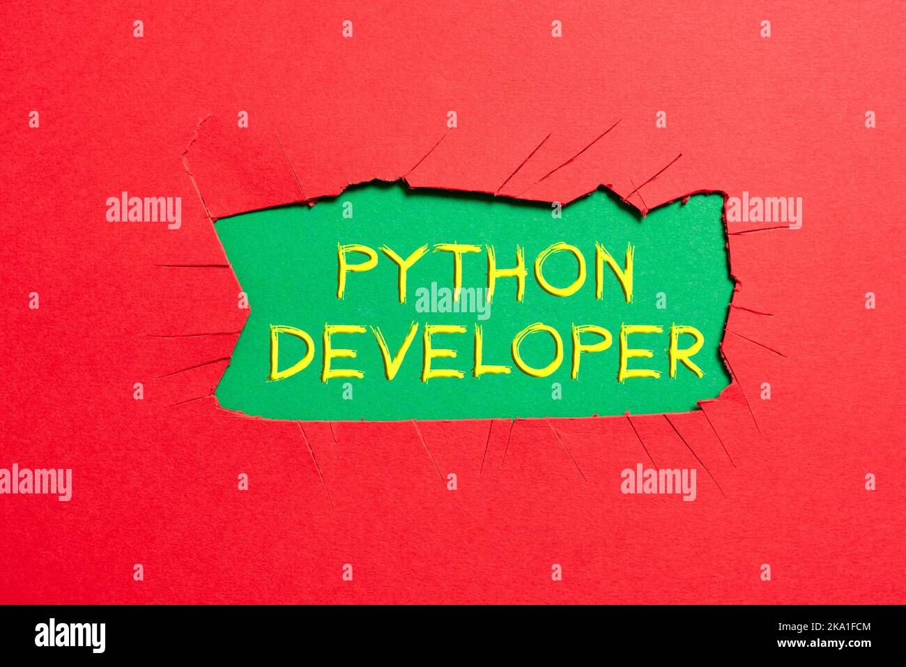 Sign displaying Python Developer. Business idea employees are rewarded ...
