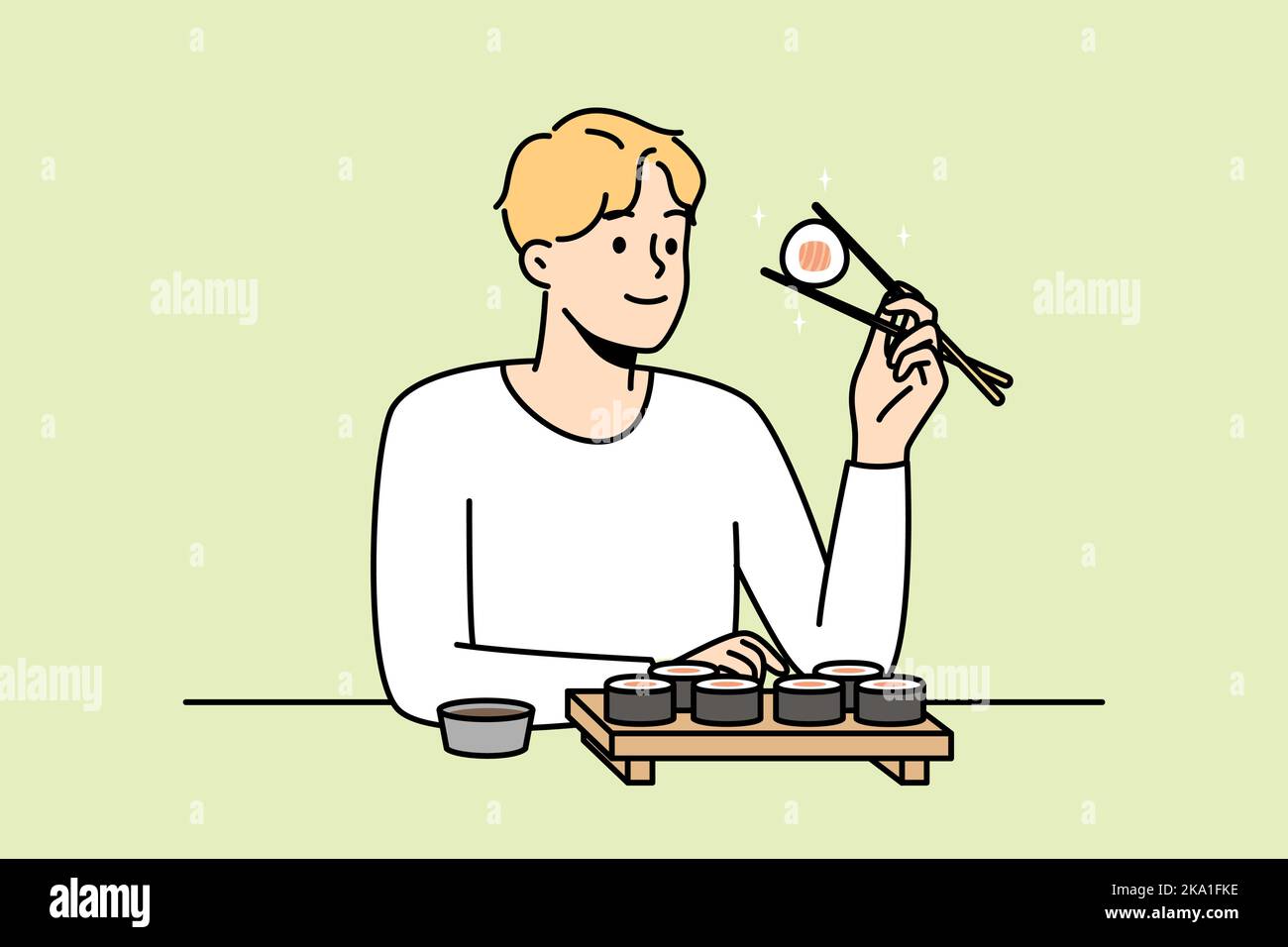 Japan man eating lunch Stock Vector Images - Alamy