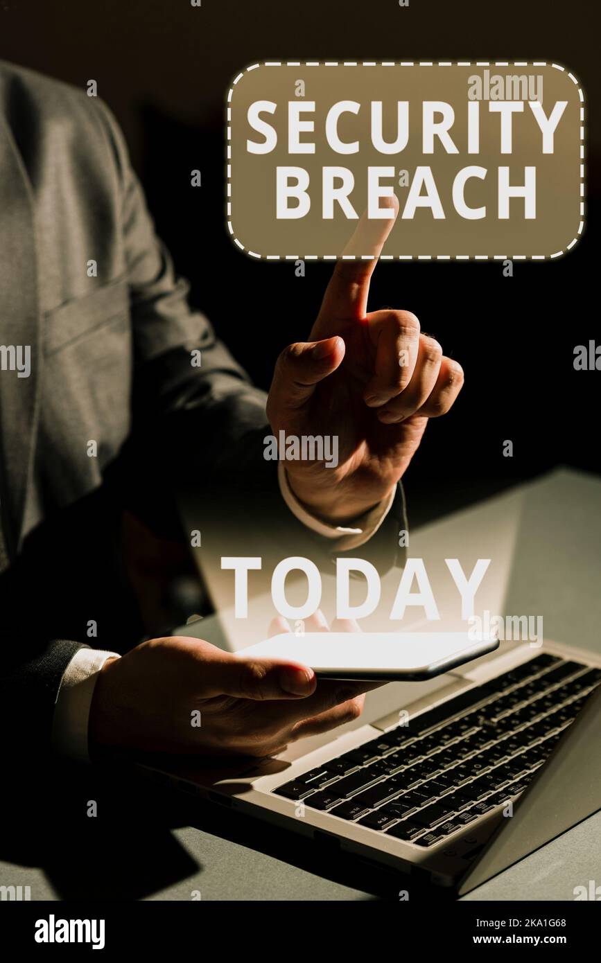 Sign displaying Security Breach. Business concept unauthorized access ... Sign displaying Security Breach. Business concept unauthorized access ...