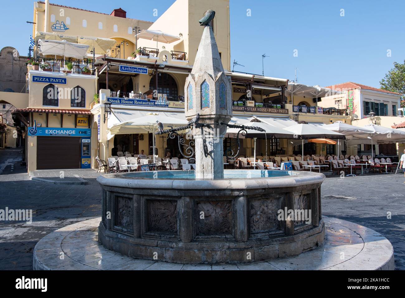 Old fountain on the square in the old part of Rhodes town Stock Photo ...