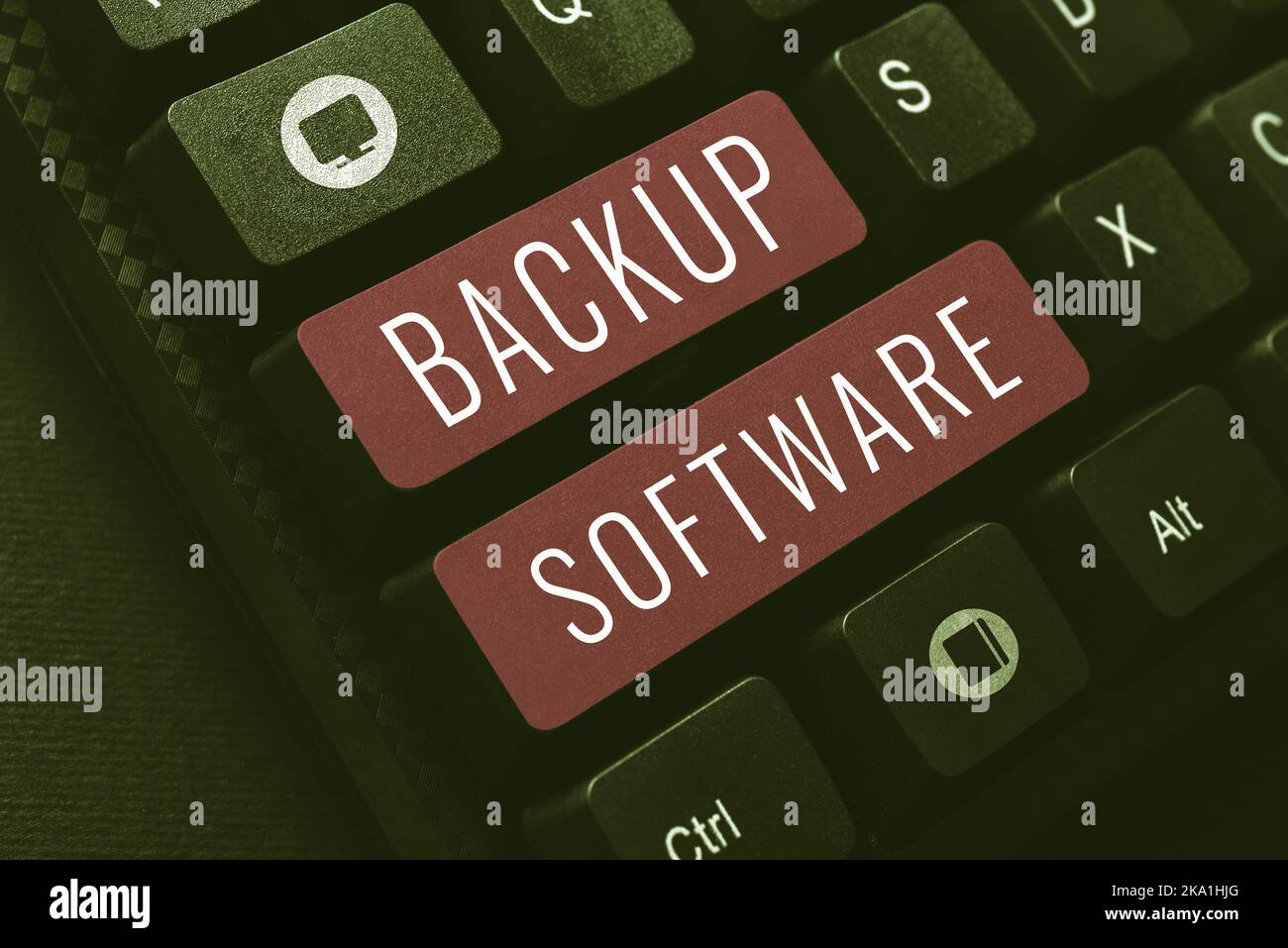 Text caption presenting Backup Software. Business approach boundary across which two independent ...