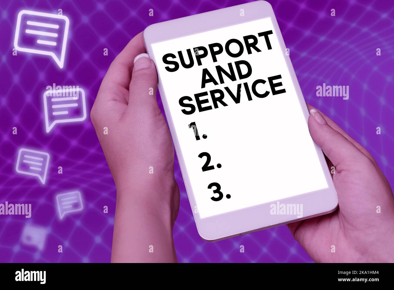 Hand writing sign Support And Service. Business showcase Technical ...