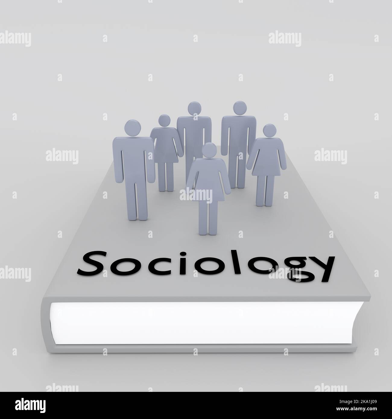 3D illustration of Sociology script on a book along with human ...