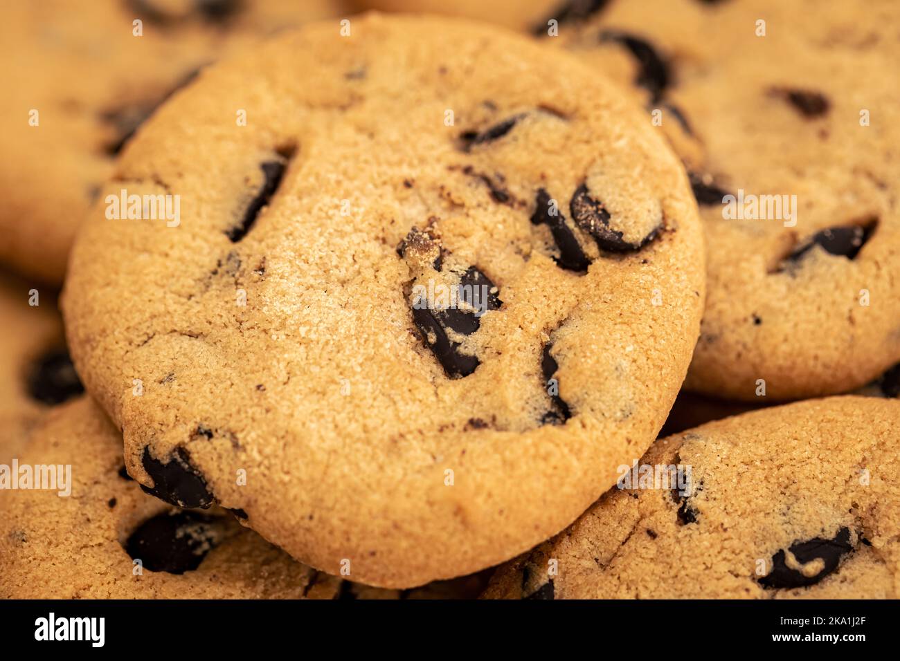 Cookies with chocolate chips close-up, food background Stock Photo - Alamy