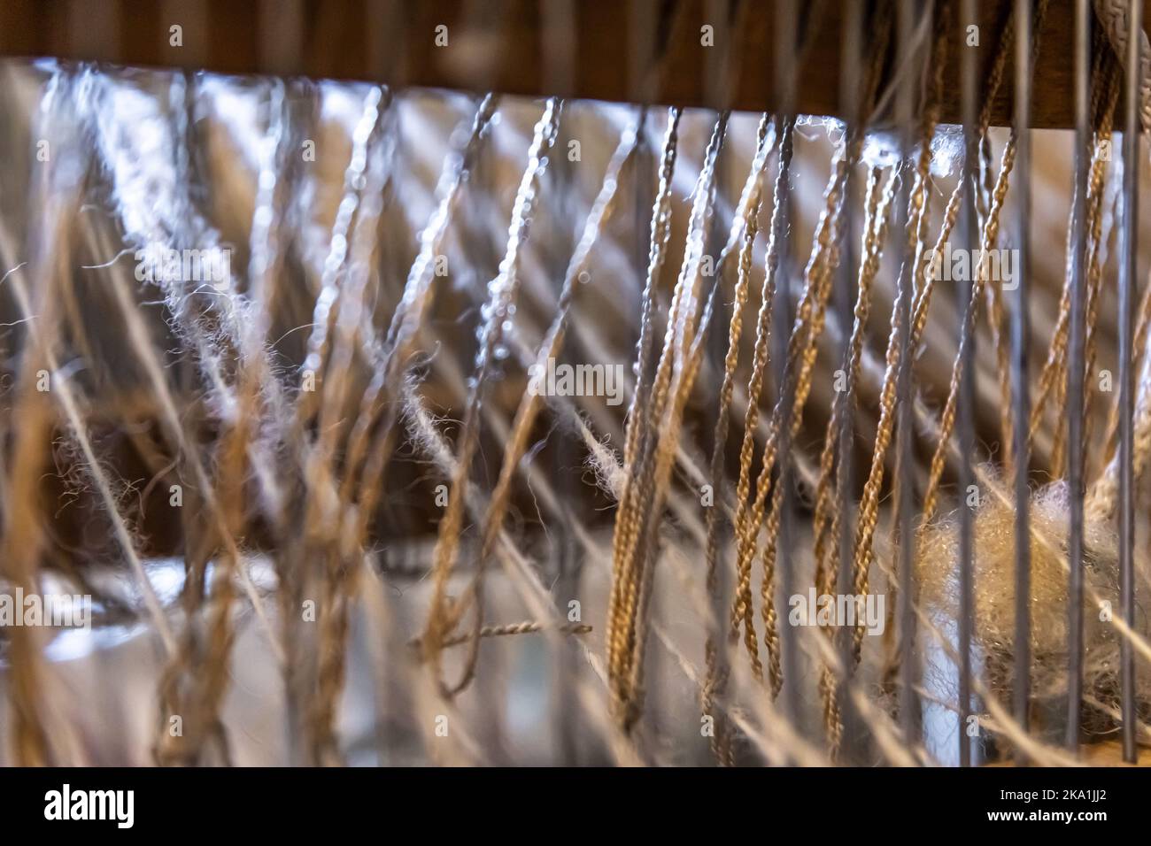 A close up image of an old weaving loom, details Stock Photo - Alamy