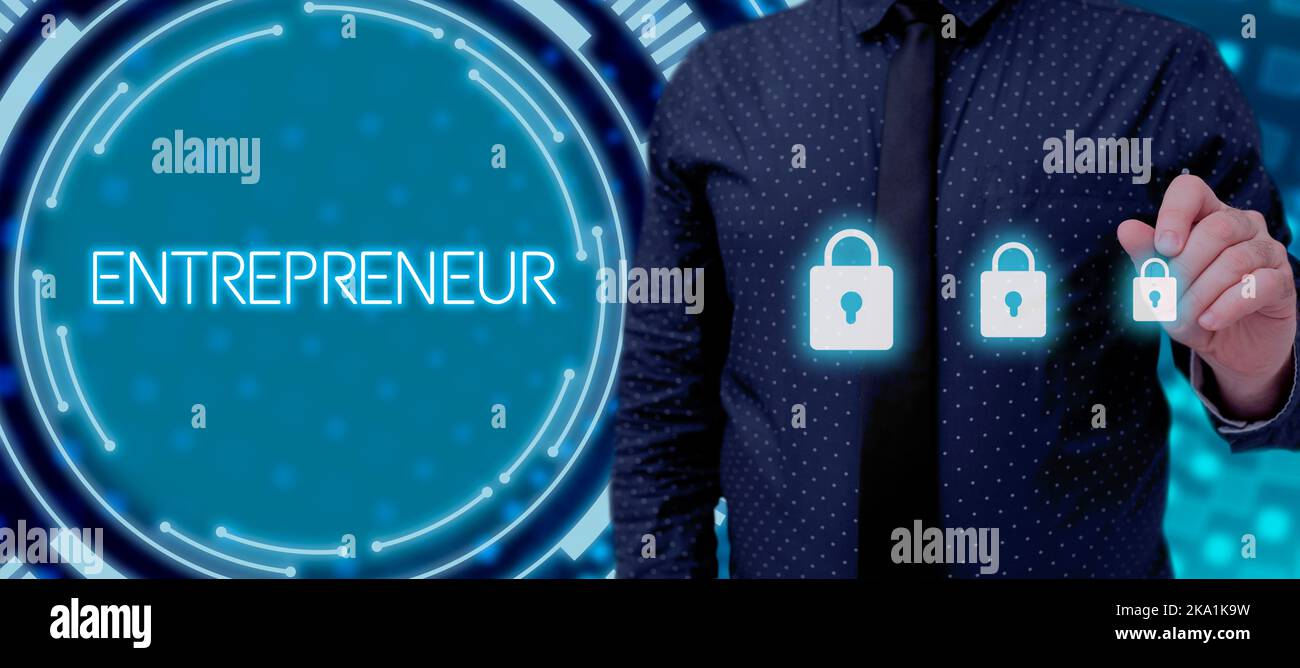 Text caption presenting Entrepreneur. Concept meaning enterprise ...