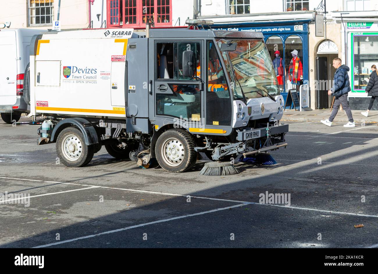 SCARAB Fayat Group street sweeper machine vehicle operated by town ...