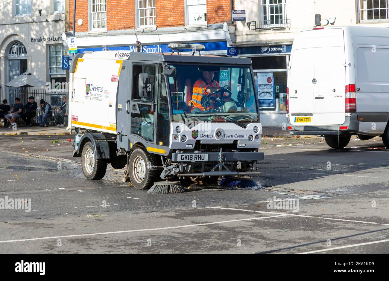 SCARAB Fayat Group street sweeper machine vehicle operated by town ...