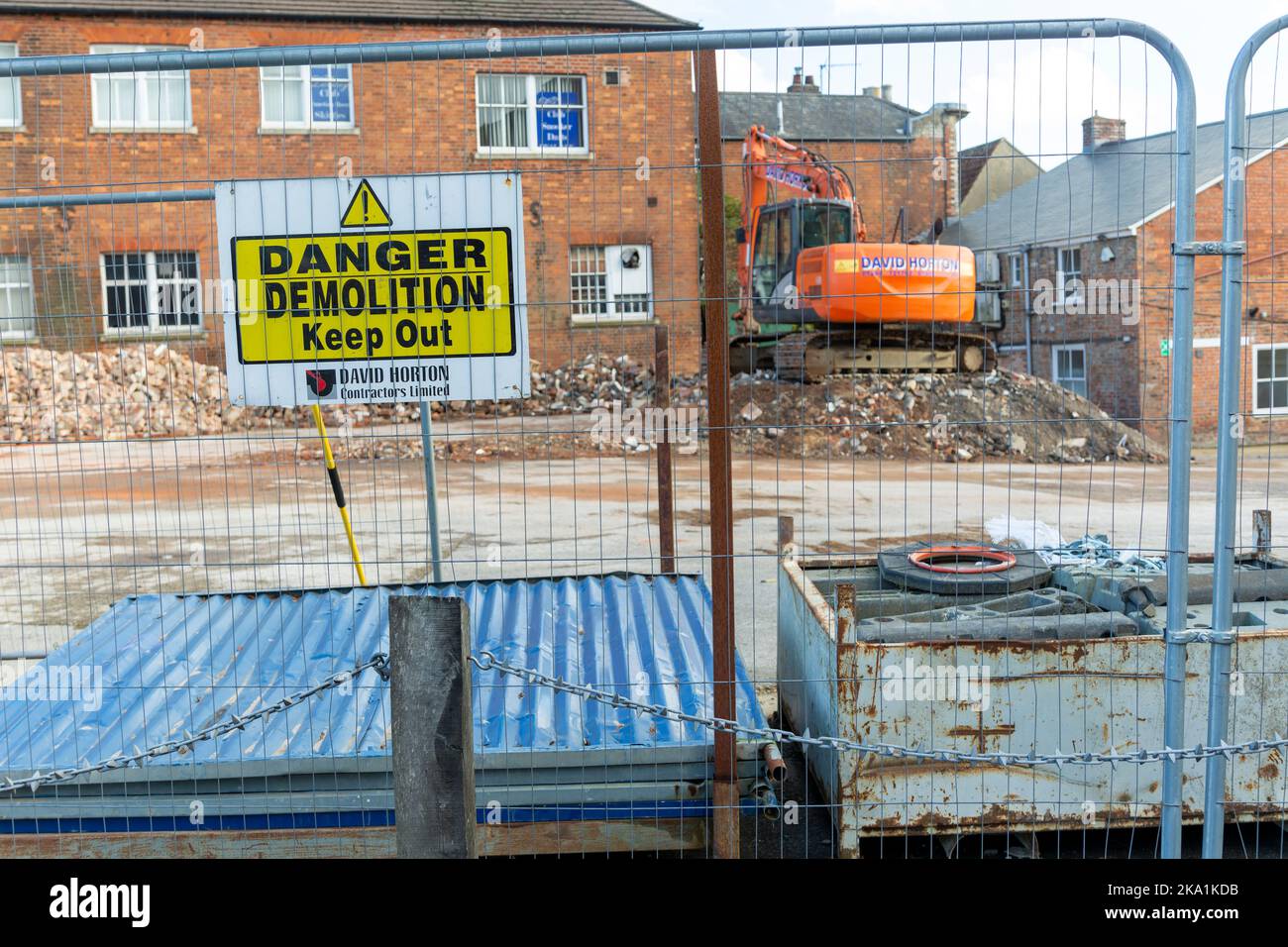 Sign Danger Demolition Keep Out on fence, Devizes, Wiltshire, England ...