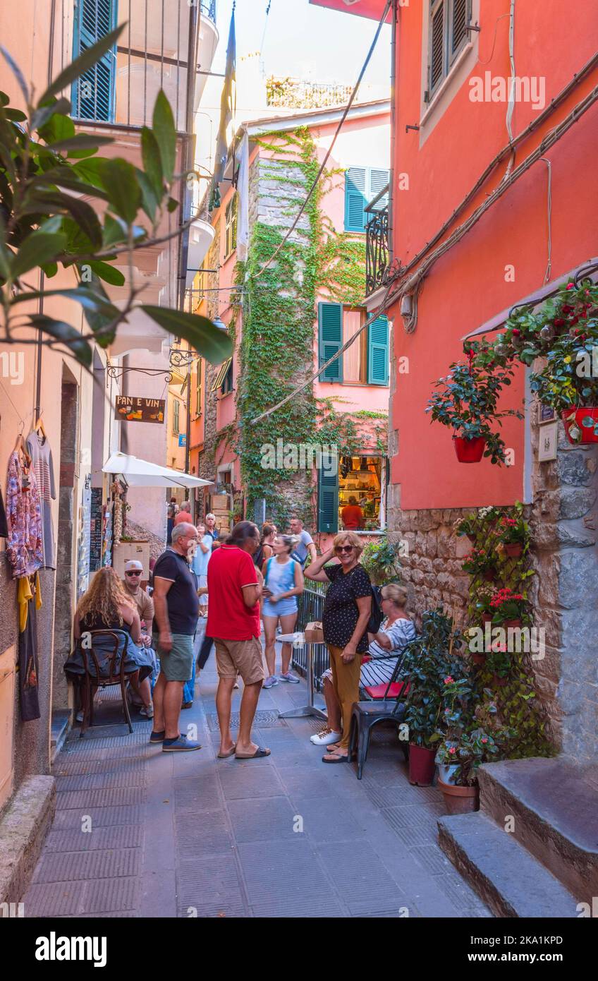 Via Solferino in the quaint little village of Corniglia on the Liguria ...