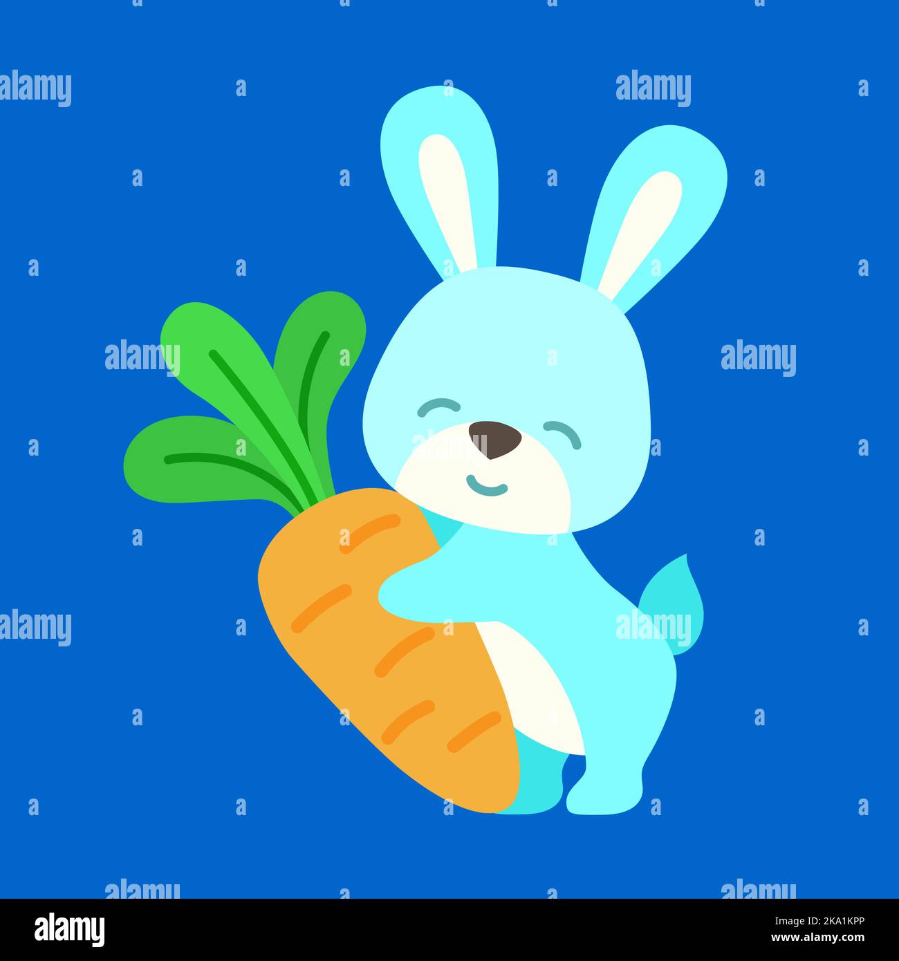 Vector coloring book illustration. Cute bunny with carrot in cartoon ...