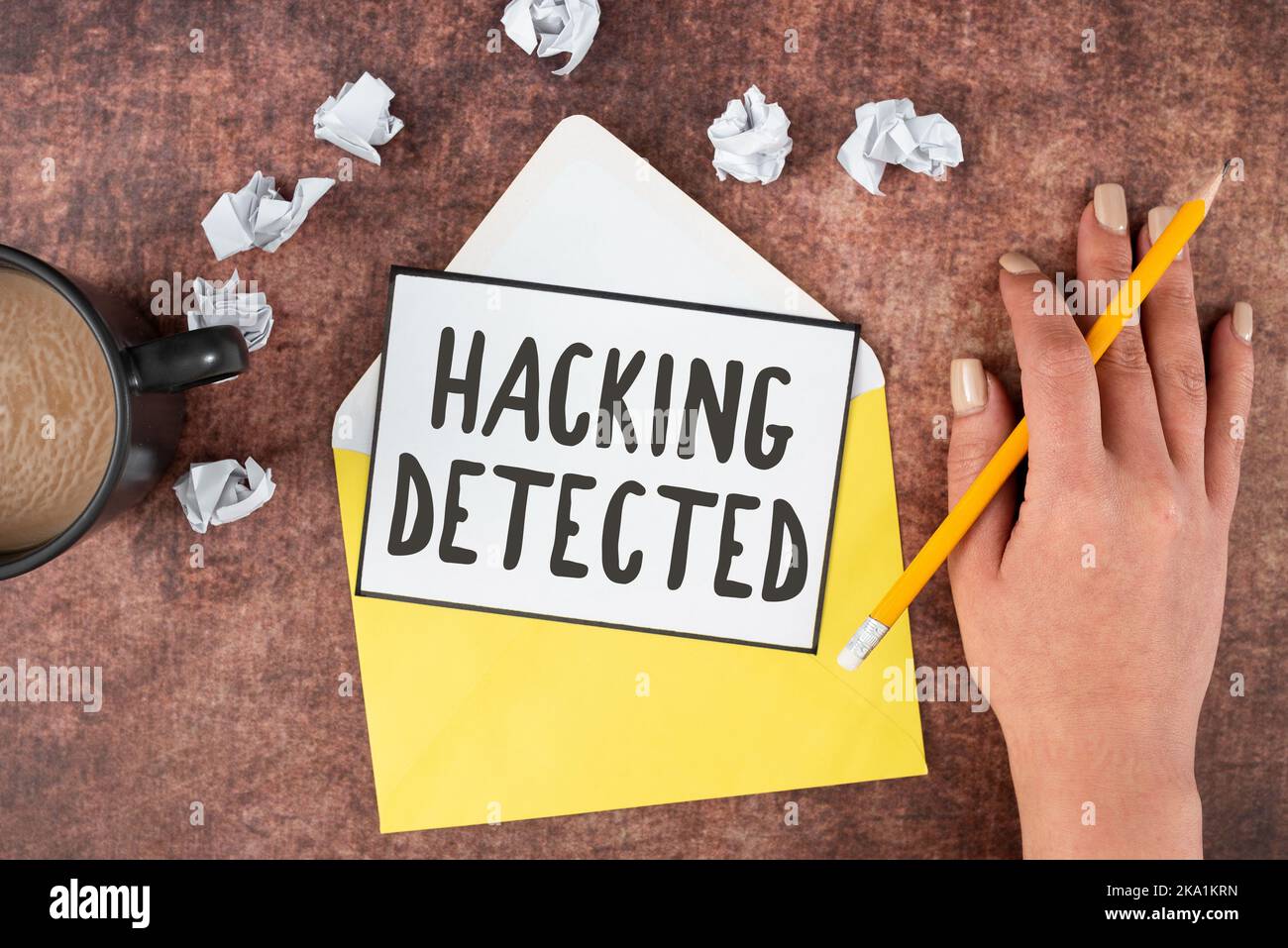 Hand writing sign Hacking Detected. Word for activities that seek to ...