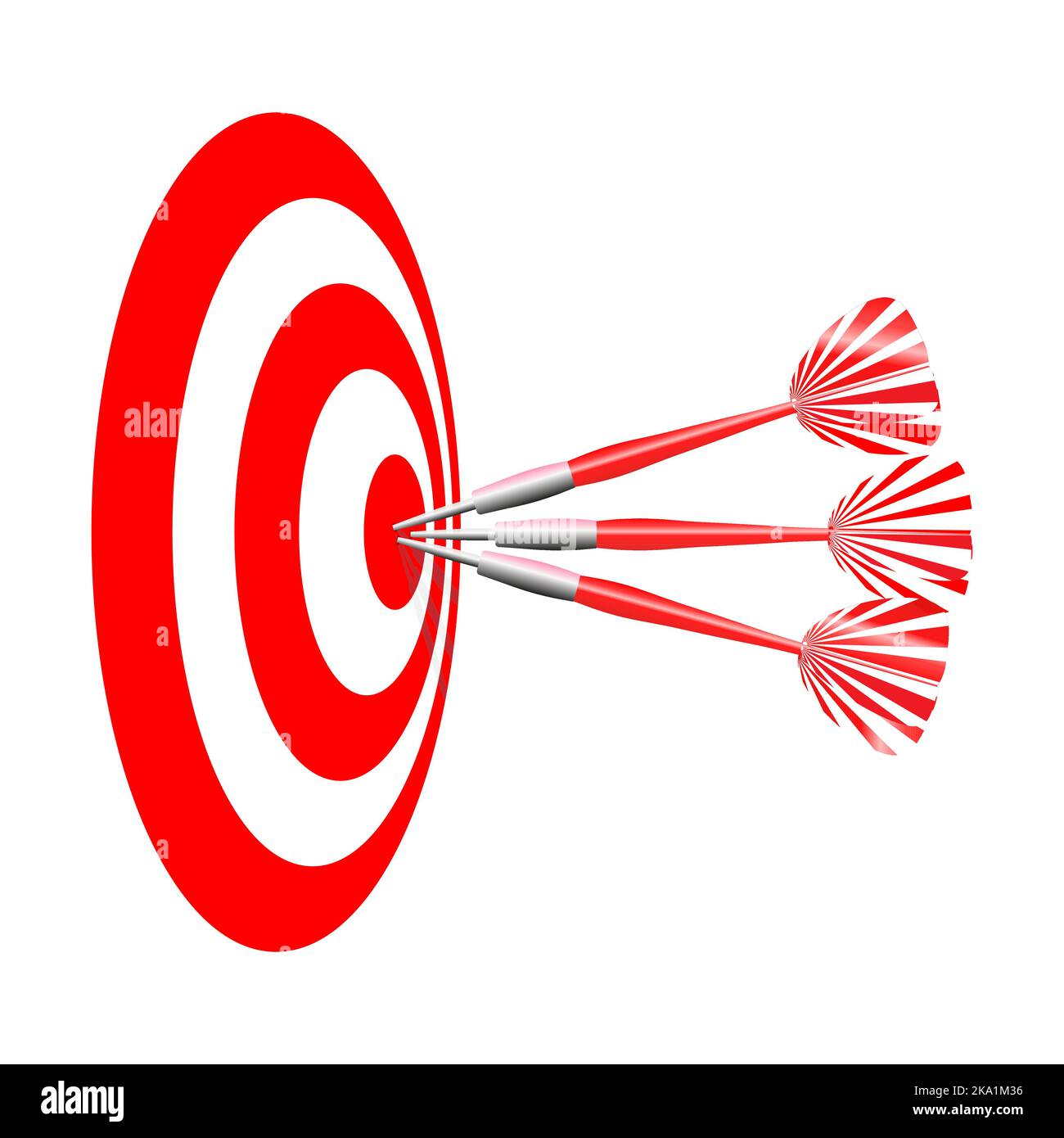 Three Red Dart Hit To Center Of Dartboard Dart Target Bullseye Vector