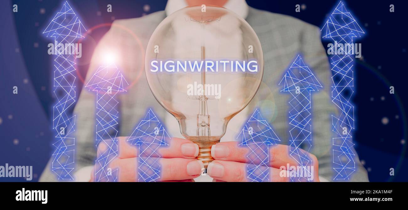 Sign displaying Signwriting. Concept meaning any type of clear ...