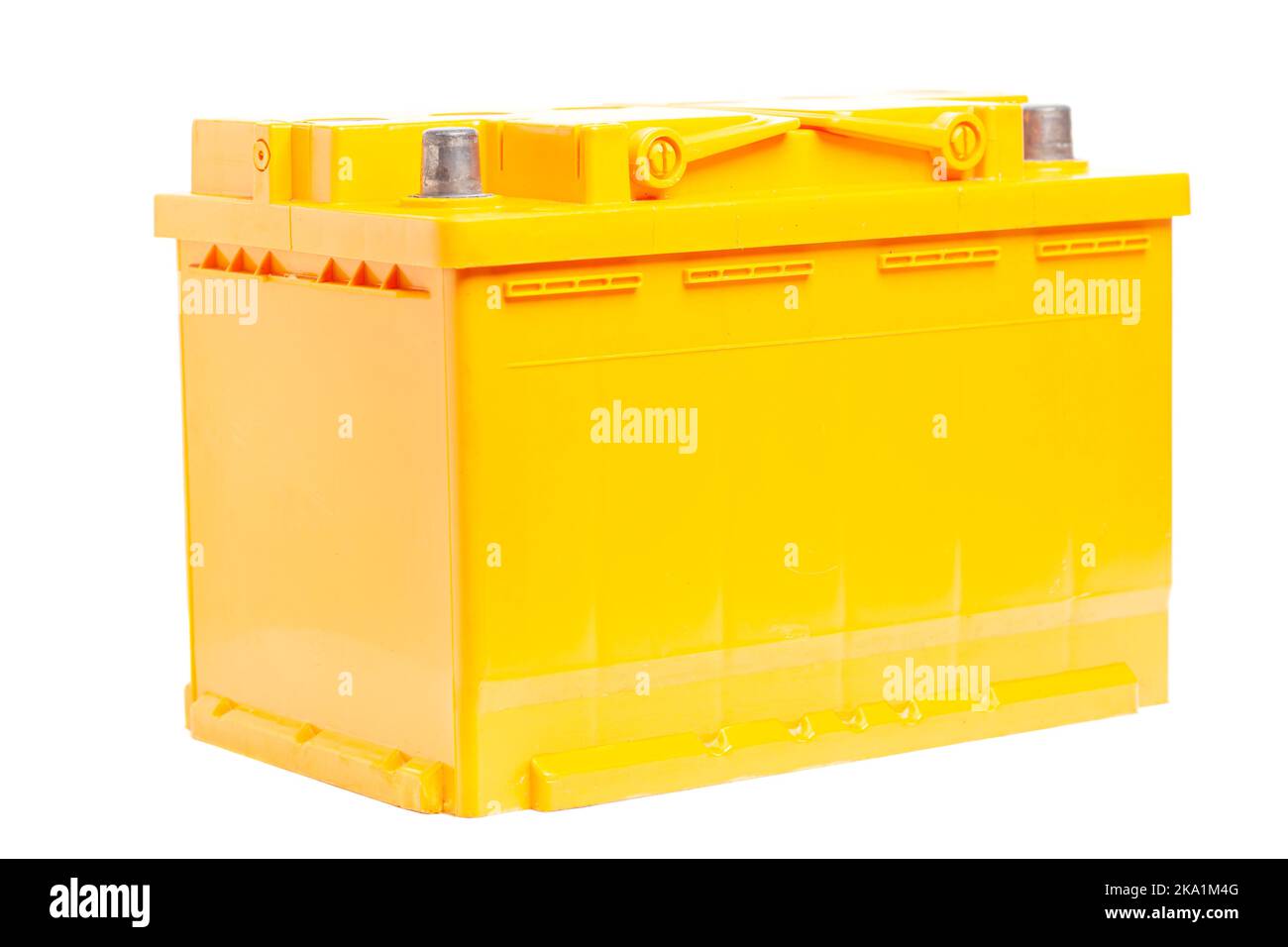 yellow car battery isolated on white background Stock Photo - Alamy