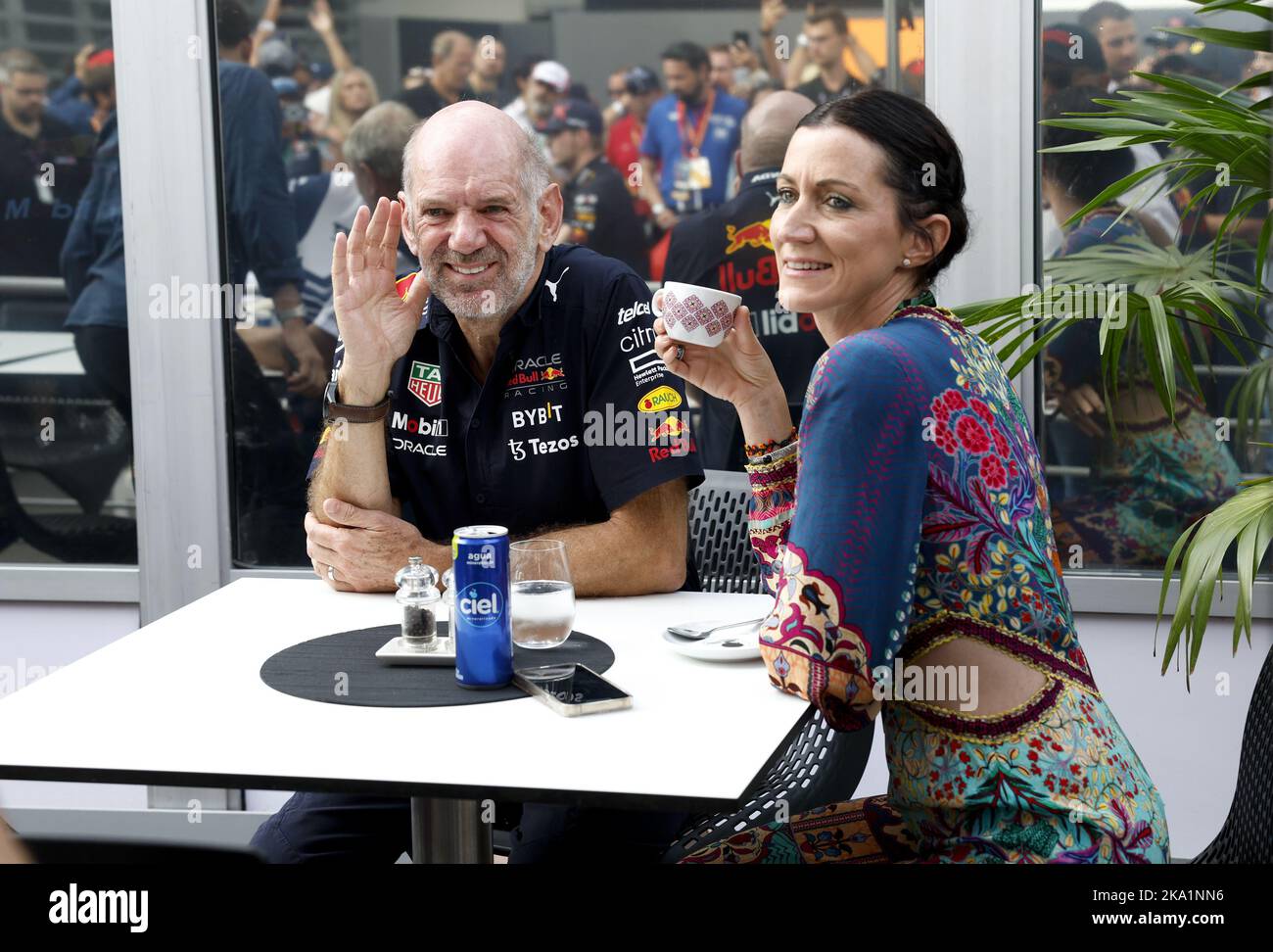 NEWEY Adrian (gbr), Chief Technical Officer of Red Bull Racing with his wife Amanda "Mandy ...