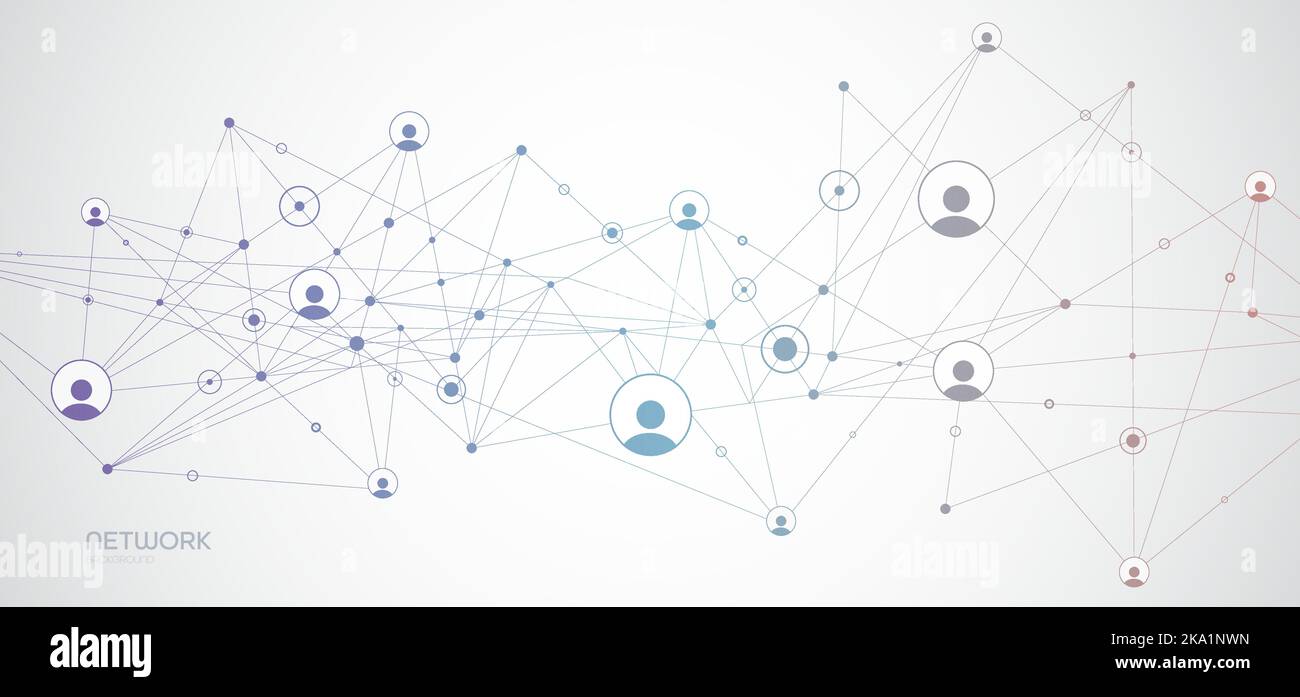 Network background. Connections with points, lines, and people icons. Vector technology ...