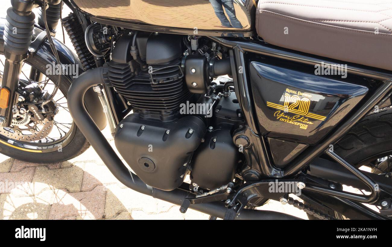 Bordeaux , Aquitaine France - 25 09 2022 : Royal Enfield interceptor gt continental 120 th neo ...