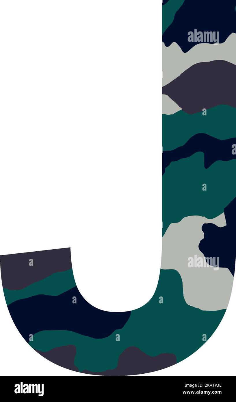 English alphabet letter J, khaki style isolated on white background - Vector illustration Stock ...