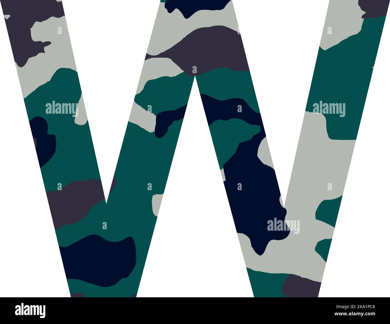 English alphabet letter W, khaki style isolated on white background - Vector illustration Stock ...