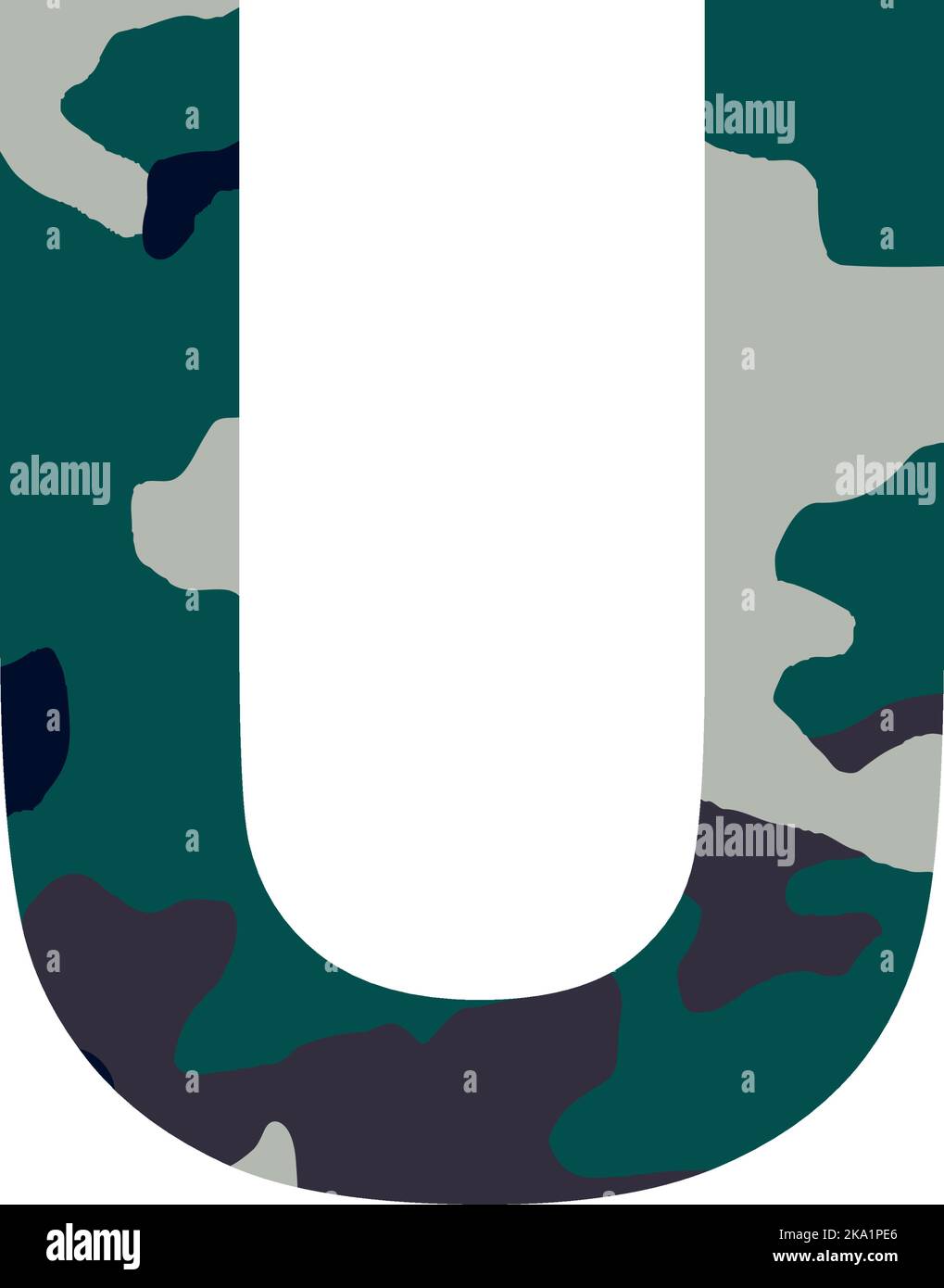 English alphabet letter U, khaki style isolated on white background ...
