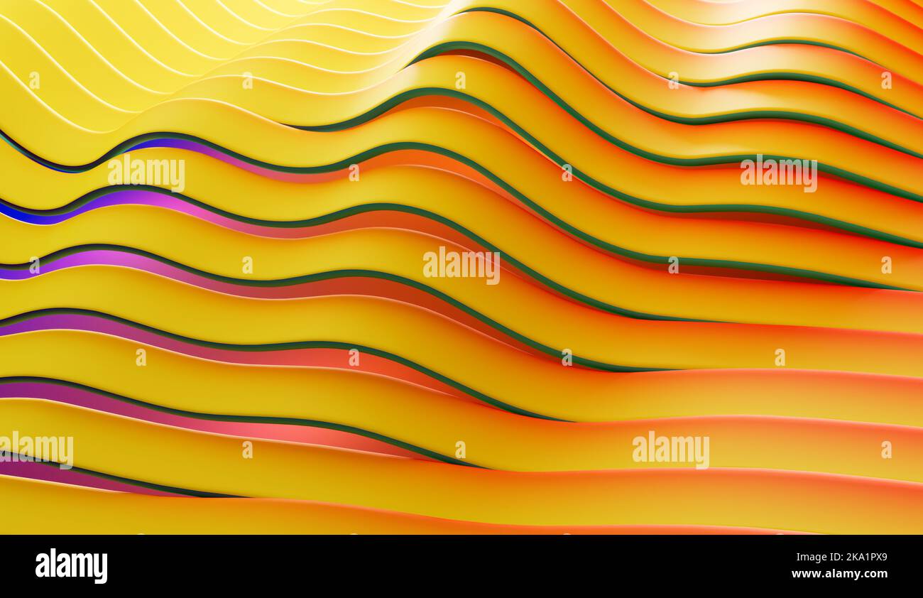 Verdant bright yellow background of parallel lines making abstract wavy ...