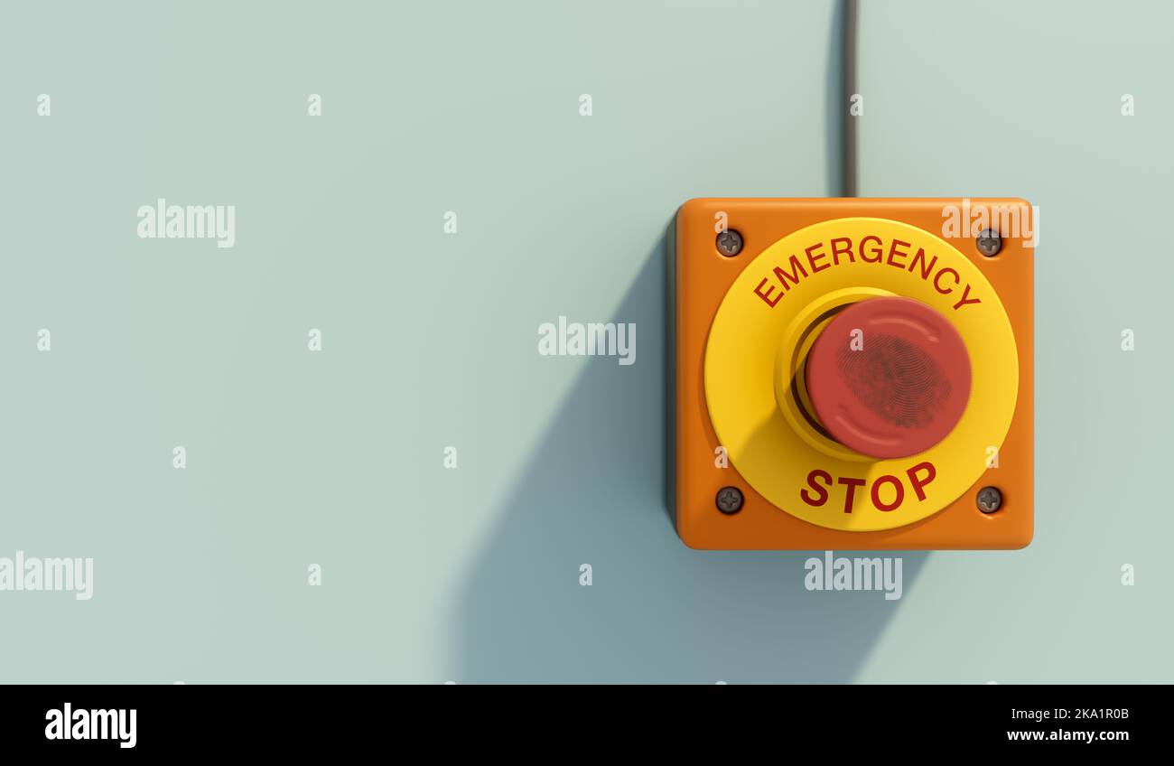 Minimalist 3d rendering of emergency stop button for manual switch off ...