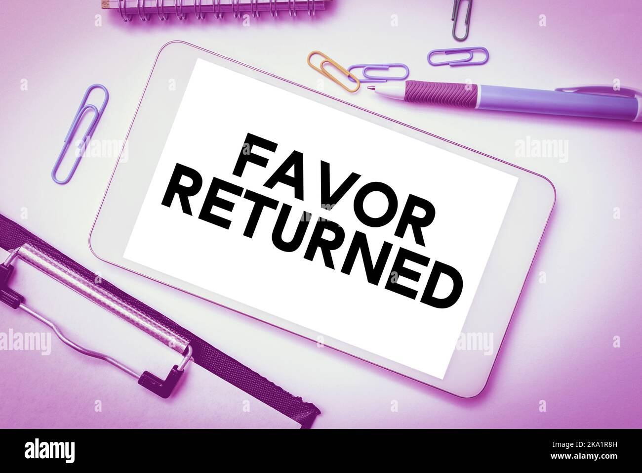 Hand writing sign Favor Returned. Business concept Investment banking ...