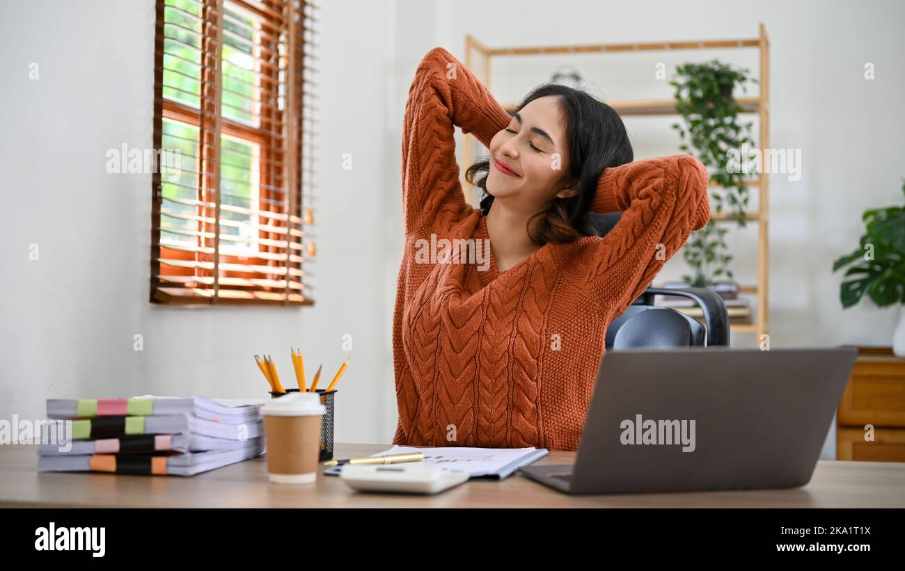 Beautiful calm millennial Asian businesswoman or female manager ...