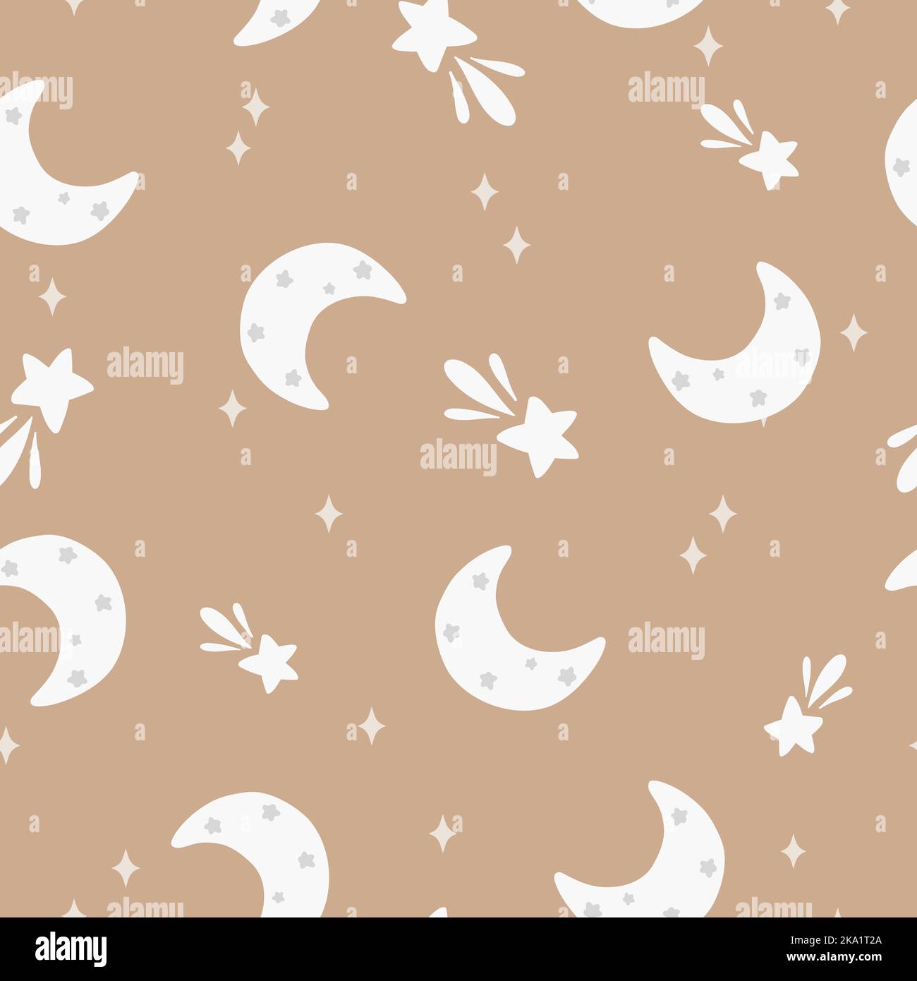 Cute seamless childish simple pattern for kids with cute moons and ...