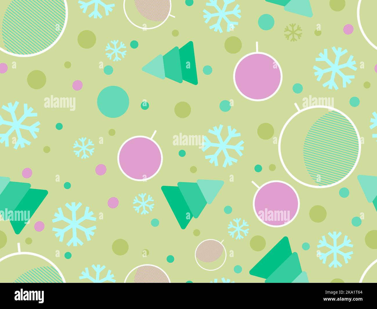 Christmas memphis seamless pattern with snowflakes and christmas ...