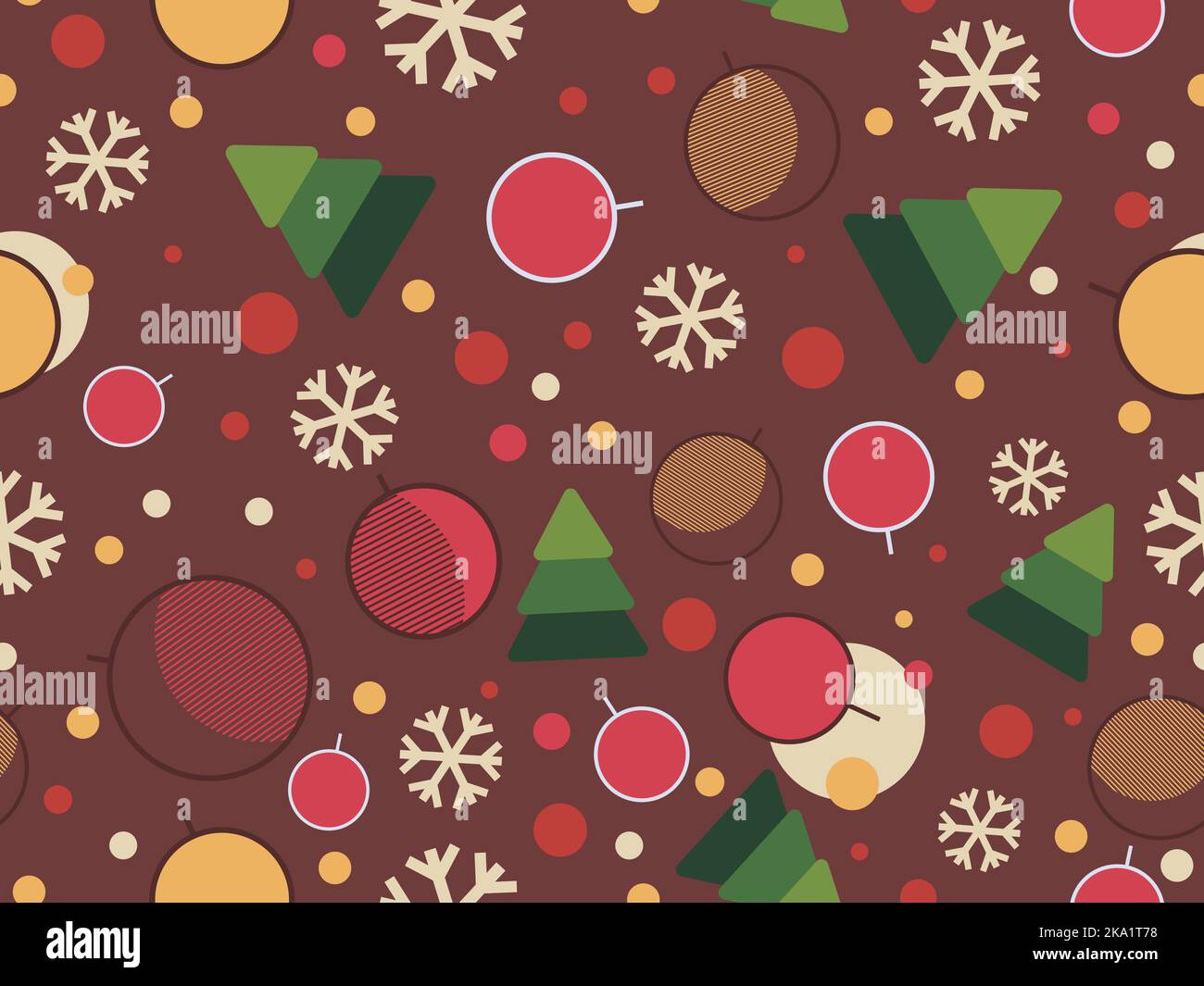 Christmas seamless pattern with snowflakes and christmas decorations ...