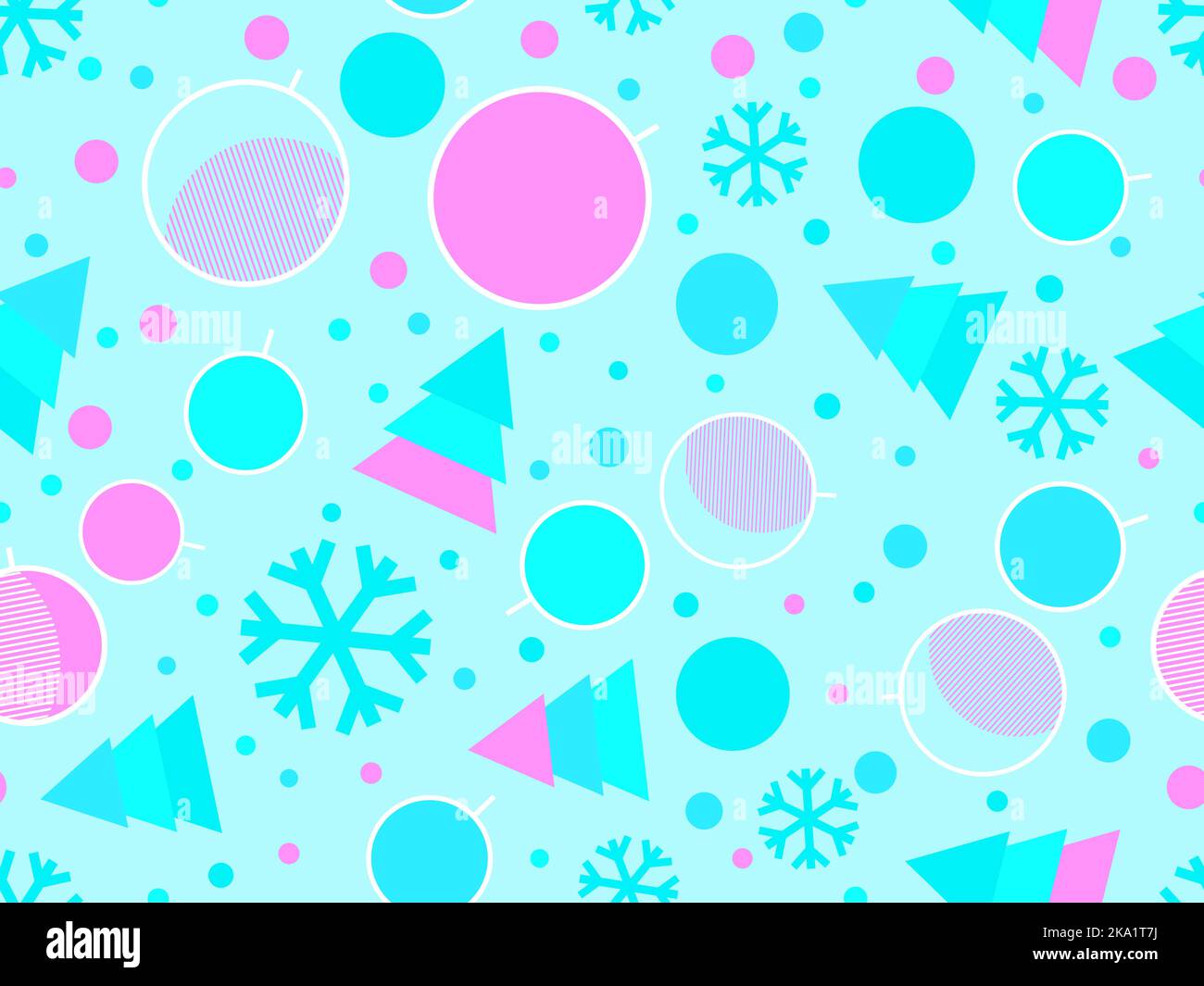 Christmas memphis seamless pattern with snowflakes and christmas ...