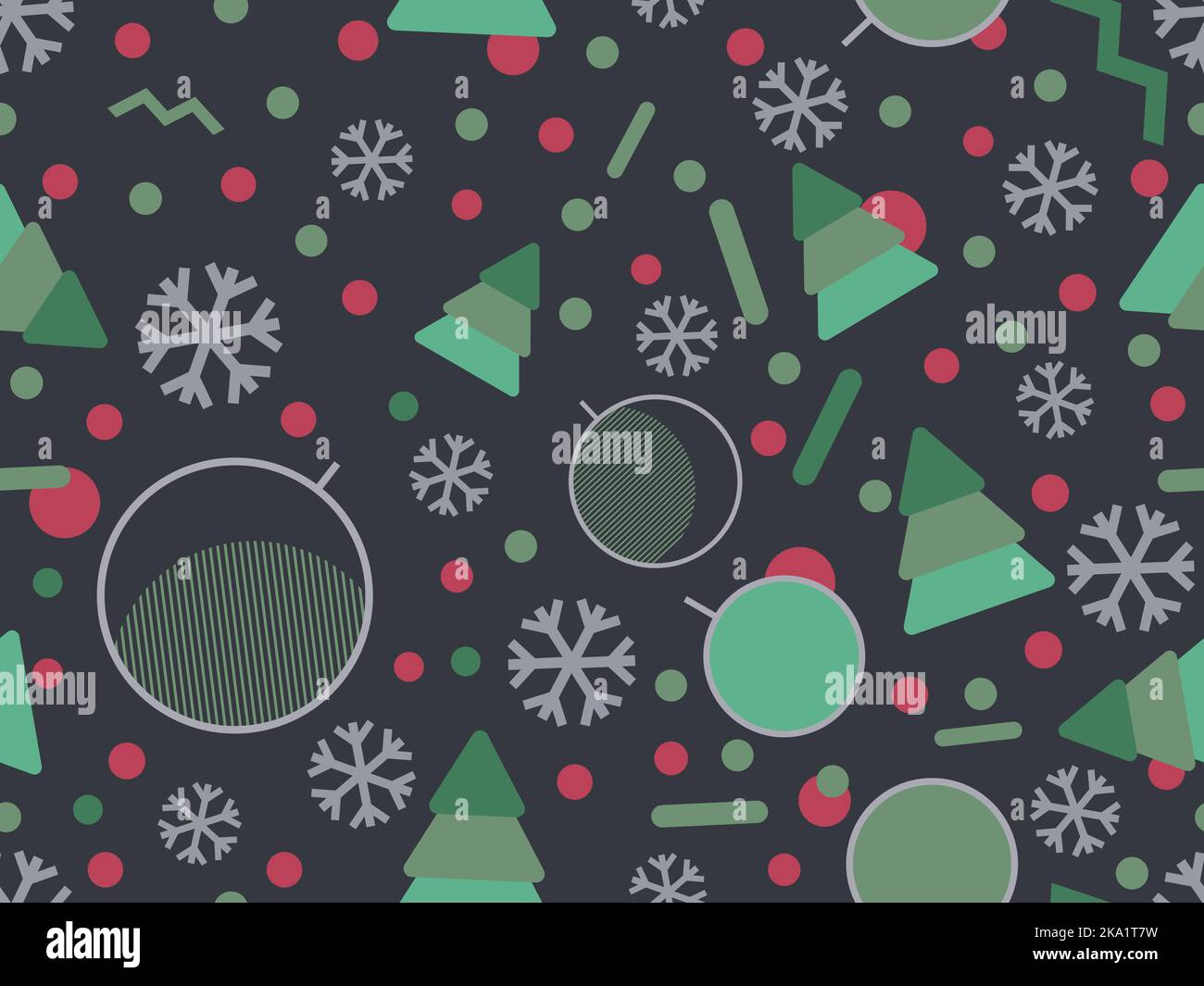 Christmas seamless pattern with snowflakes and christmas decorations ...