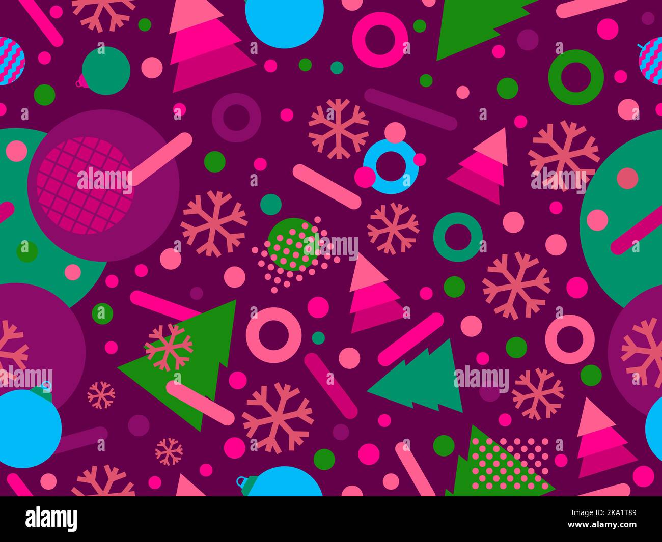 Christmas seamless pattern with snowflakes and christmas decorations ...