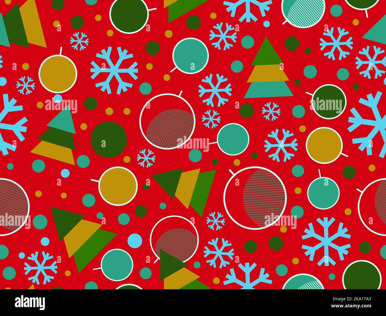 Christmas seamless pattern with snowflakes and christmas decorations ...