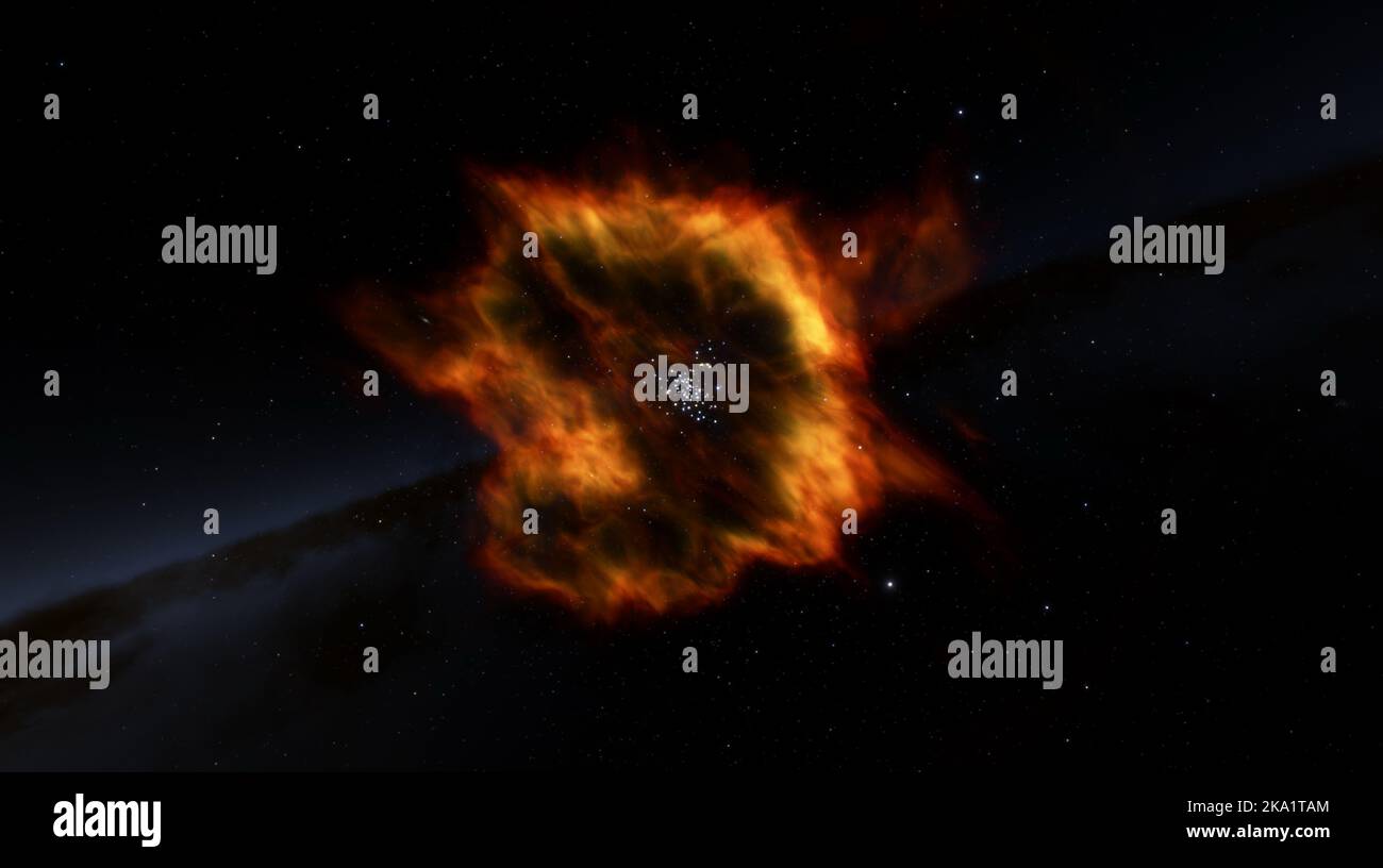 Cosmic nebula in space among stars and galaxies. Gas dust clouds nebula ...
