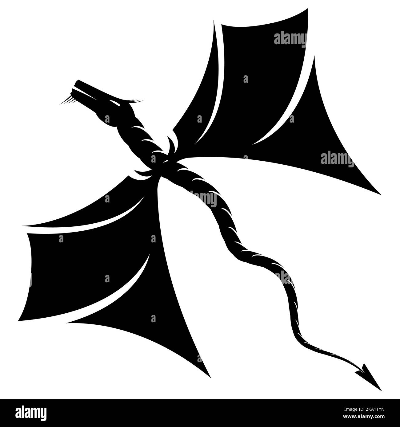 Black Magic Dragon Icon Silhouette Isolated on White Background Stock ...