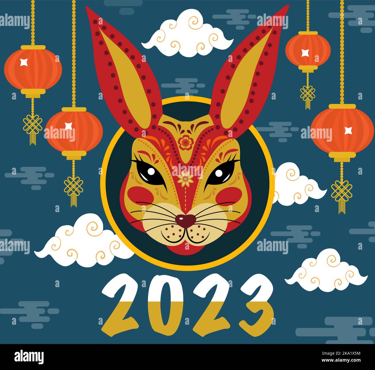 Happy chinese new year 2023 year of the rabbit zodiac sign. Translation ...